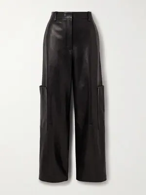Khaite Caiton Leather Wide-leg Trousers