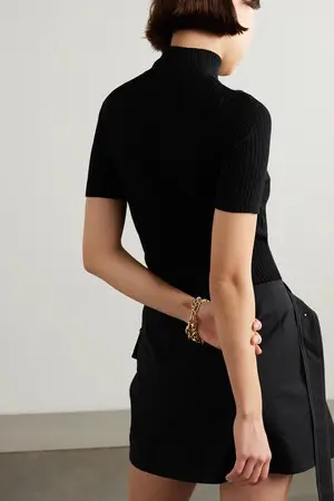 COURREGES Embroidered Ribbed-knit Top