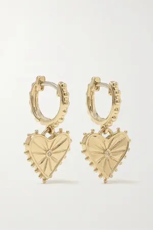 MARLO LAZ Agape 14-karat Diamond Hoop Earrings - Gold