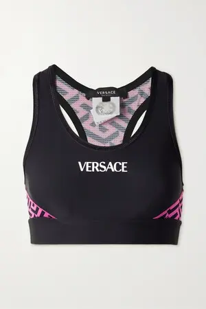 Versace La Greca Printed Stretch Sports Bra