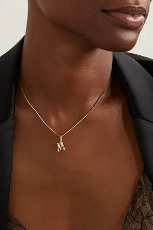 MARLO LAZ Initial Charm 14-karat Diamond Necklace