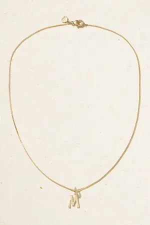 MARLO LAZ Initial Charm 14-karat Diamond Necklace