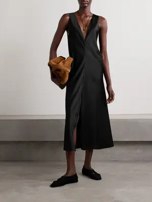 LESET Barb Satin Midi Dress