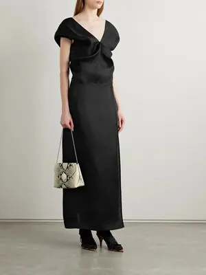 Khaite Ami Draped Silk-gazar Top - Black