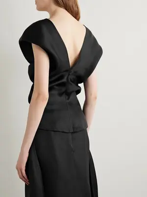 Khaite Ami Draped Silk-gazar Top - Black