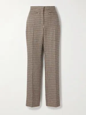 Veronica De Piante Riley Houndstooth Wool Straight-leg Pants