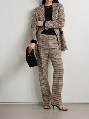 Veronica De Piante Riley Houndstooth Wool Straight-leg Pants