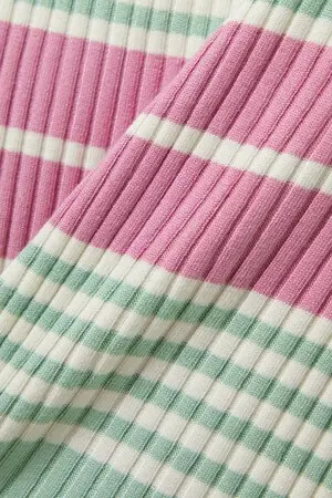 Rixo Kelly Striped Ribbed-knit Midi Skirt