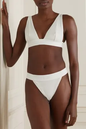 SKIMS Cotton Collection Ribbed Cotton-blend Jersey Thong