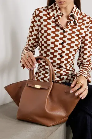 DEMELLIER The New York Midi Textured-leather Tote - Brown