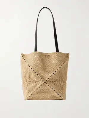 Loewe Puzzle Fold Medium Raffia Tote - Neutrals