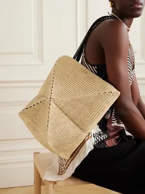 Loewe Puzzle Fold Medium Raffia Tote - Neutrals