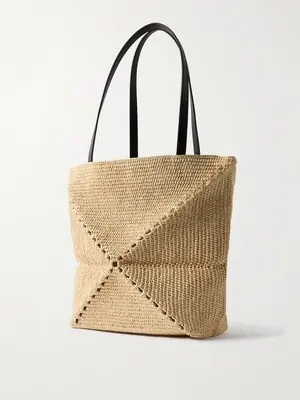 Loewe Puzzle Fold Medium Raffia Tote - Neutrals
