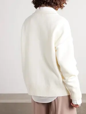 AMI Paris Intarsia Merino Wool Cardigan