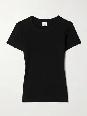 LESET Kelly Ribbed Cotton-blend Jersey T-shirt - Black