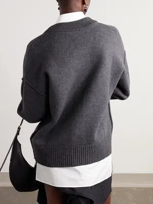 AMI Paris Wool Intarsia Cardigan With De Cœur' Motif