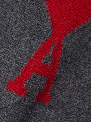 AMI Paris Wool Intarsia Cardigan With De Cœur' Motif