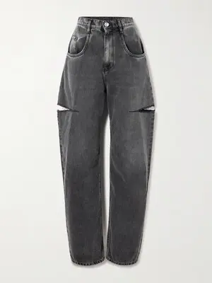 MAISON MARGIELA Cutout High-rise Wide-leg Jeans - Black