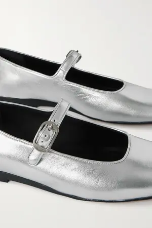 Le Monde Beryl Metallic Leather Mary Jane Flats