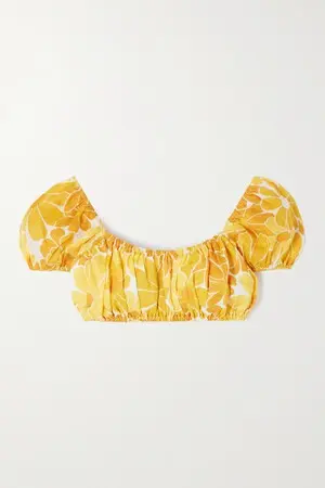 Faithfull The Brand Harlow Floral-print Linen Top - Yellow
