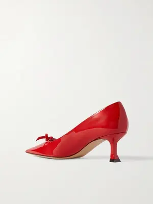 FERRAGAMO Annie Bow-embellished Patent-leather Pumps
