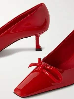 FERRAGAMO Annie Bow-embellished Patent-leather Pumps