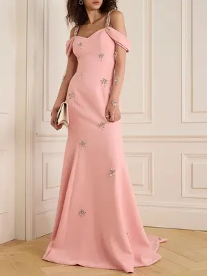 Sabina Bilenko Cold-shoulder Gown And Gloves Set