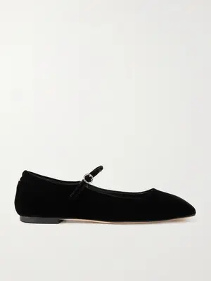 AeydĒ Uma Velvet Mary Jane Ballet Flats - Black