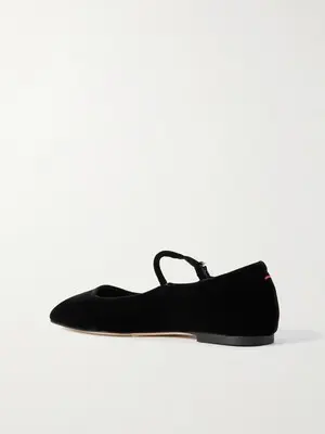 AeydĒ Uma Velvet Mary Jane Ballet Flats - Black
