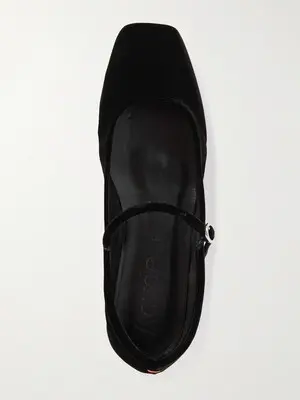 AeydĒ Uma Velvet Mary Jane Ballet Flats - Black