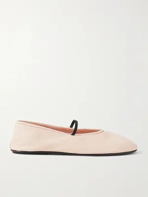 THE ROW Elastic Leather Ballerina Flats - Neutrals