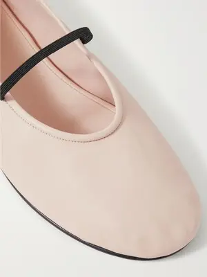 THE ROW Elastic Leather Ballerina Flats - Neutrals