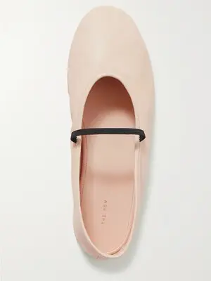 THE ROW Elastic Leather Ballerina Flats - Neutrals