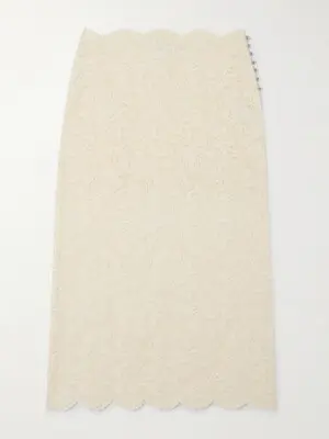 Rabanne Scalloped Lace Midi Skirt - White