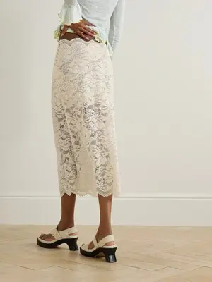 Rabanne Scalloped Lace Midi Skirt