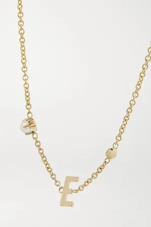 STONE AND STRAND Initial 14-karat Pearl Bracelet