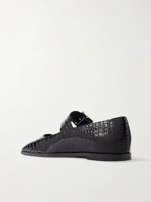 AeydĒ Sunny Croc-effect Leather Mary Jane Ballet Flats