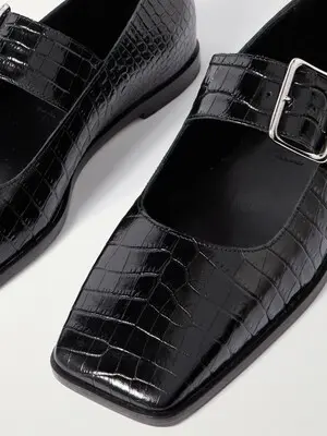 AeydĒ Sunny Croc-effect Leather Mary Jane Ballet Flats