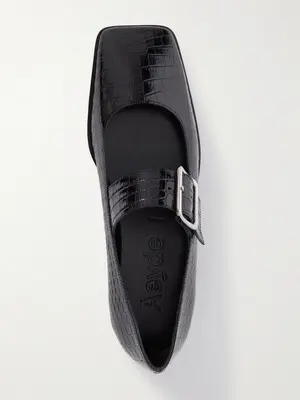 AeydĒ Sunny Croc-effect Leather Mary Jane Ballet Flats