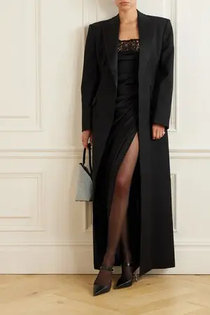 Wardrobe.NYC Double-breasted Silk-satin Trimmed Wool Coat