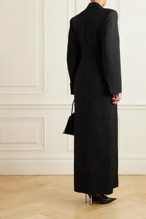 Wardrobe.NYC Double-breasted Silk-satin Trimmed Wool Coat