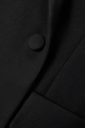 Wardrobe.NYC Double-breasted Silk-satin Trimmed Wool Coat