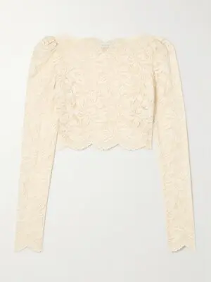 Rabanne Scalloped Cropped Lace Top - White