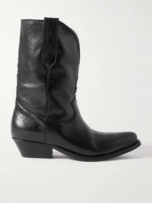 GOLDEN GOOSE Low Wish Star Textured-leather Cowboy Boots