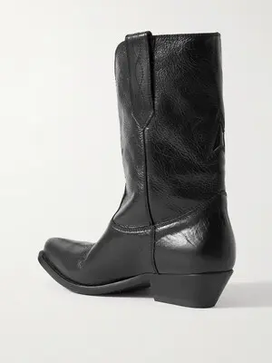 GOLDEN GOOSE Low Wish Star Textured-leather Cowboy Boots