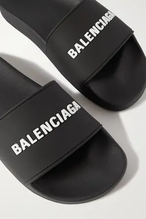 Balenciaga Piscine Logo Slides - Black