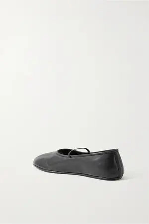 THE ROW Elastic Leather Ballerina Flats - Black