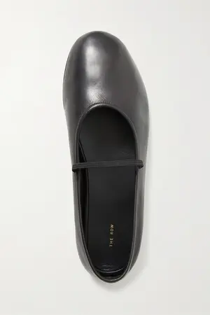 THE ROW Elastic Leather Ballerina Flats - Black