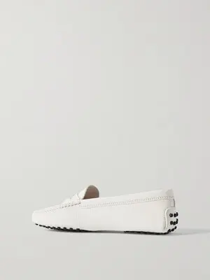 TOD'S Gommino Textured-leather Loafers - White