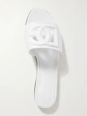 Dolce & Gabbana Bianca Cutout Leather Slides